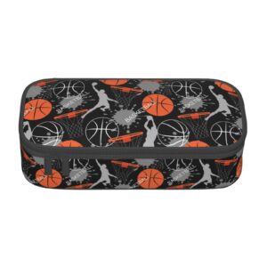 Basketball Fun Sport Ball Pencil Case Big Capacity Storage Pencil Pouch Stationery Bags With Zipper Portable Pen Holder Box Organizer For Boys Girls Teens Student College School Office Supplies