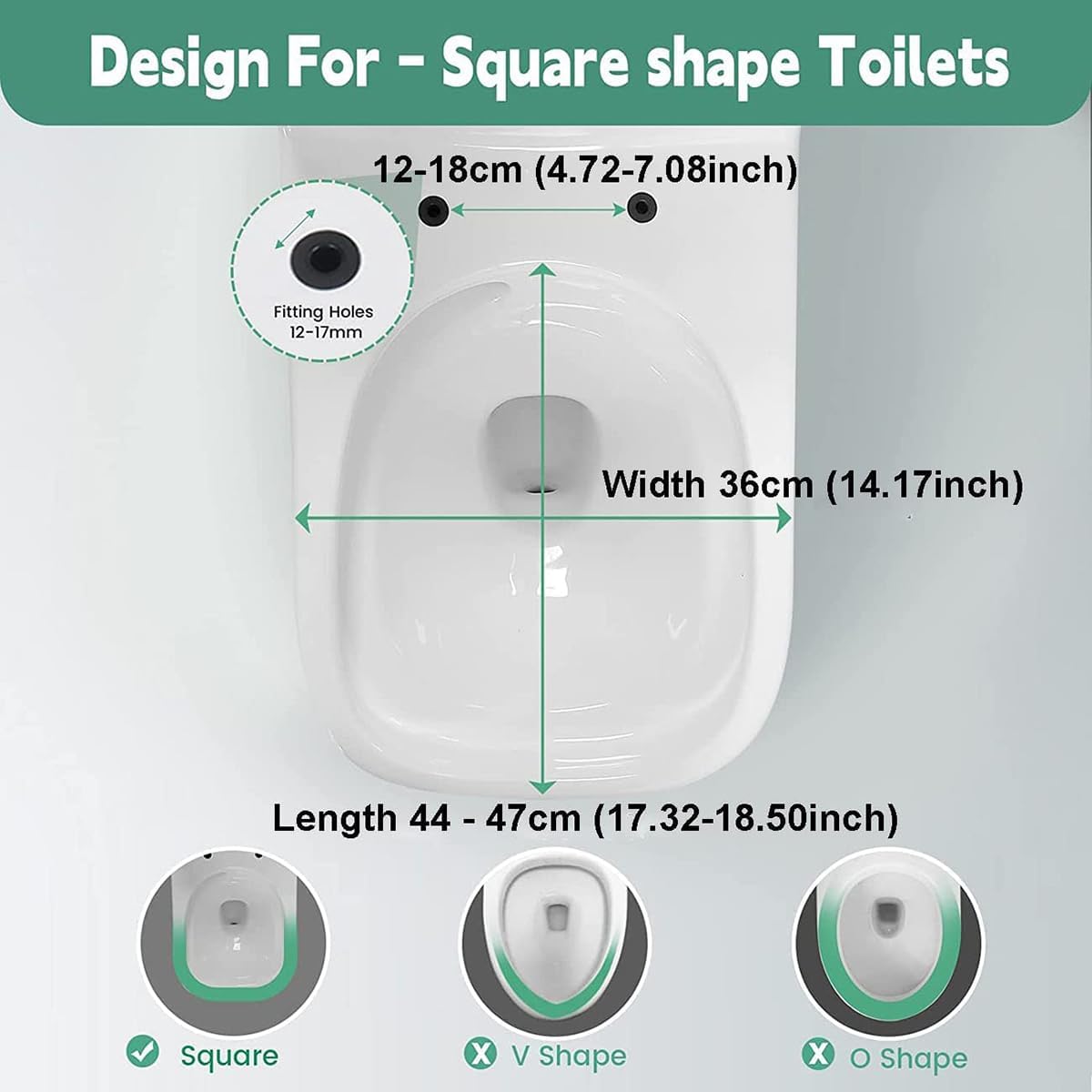 Gavilion Square Slow Close Toilet Seat, White PP Toilet Seat with Top Fixing Hinge, Quick Release Easy Cleaning, Rectangular Toilet Lid