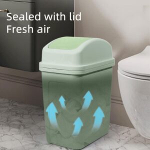 Generic 4 Gallon Mini Trash Can with Swing-Top Lid, Small Creative Covered Garbage Bin, Plastic Swing Top Garbage Buckets, Rash Waste Can Removable Lid for Kitchens Bathrooms Bedrooms Dorms (Green)