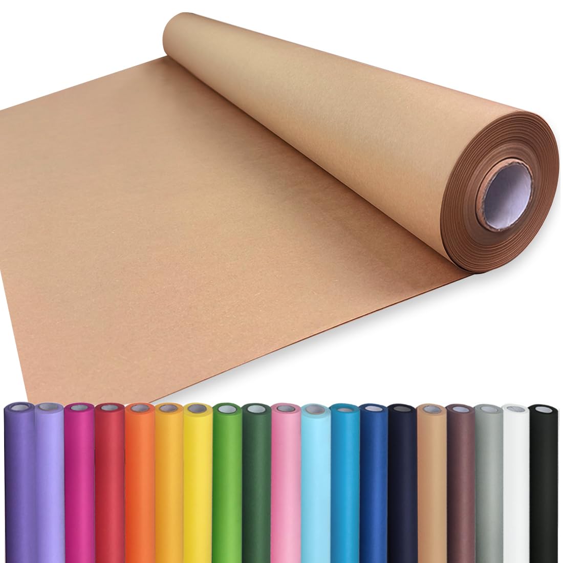 PerkHomy 36" x 1,440" (120') Brown Kraft Paper Roll for Craft Bulletin Board Paper Kids Art Table Covering Crafting Gift Wrapping Bouquet Packing Parcel 70GSM 50LB (Brown, 36" x 120')