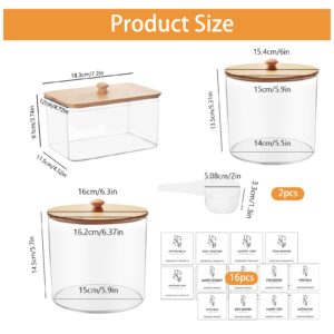 Laundry Storage Containers, 3 Pack Dryer Sheet Holder, Large Capacity Plastic Laundry Pods Container and Storage Jars with Lids, Labels and Spoons, Laundry Detergent Dispenser for Powder Beads