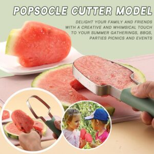 3-in-1 watermelon cutter slicer tool，watermelon knife stainless watermelon slicer watermelon fork ，fruit cutter slicer kitchen gadgets - Green