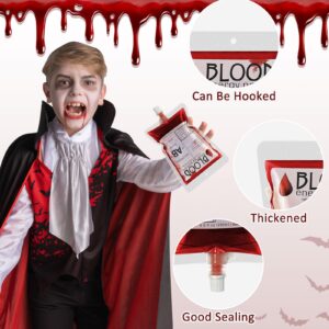 40pcs Blood Bags for Drinks, Vampire Accessories for Halloween Decorations Party Supplies, Reusable Iv Zombie Bloody Drinking Container, PVC Material, ABCD Printed, 8.45oz, 3pcs Funnel, 40pcs