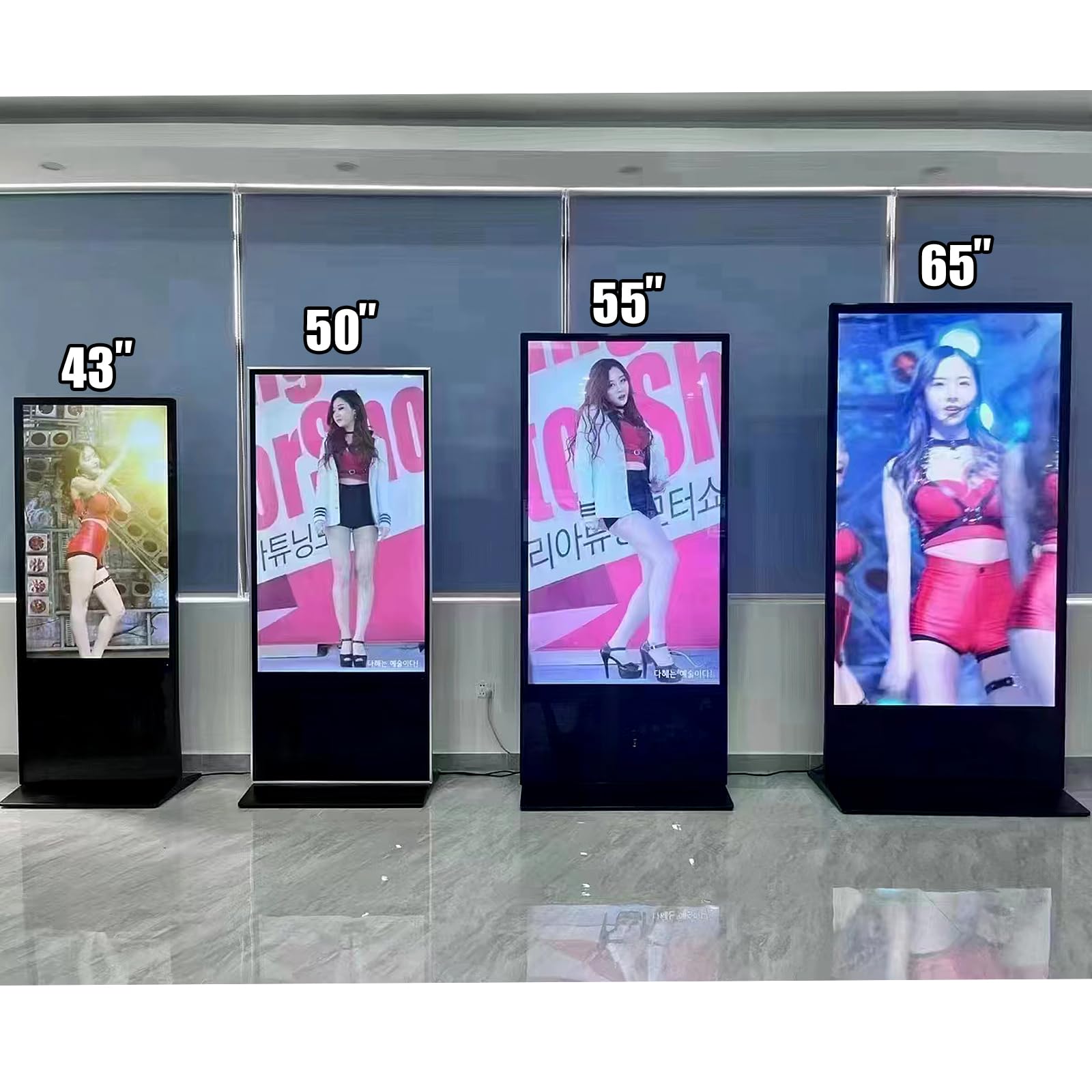 55 Inch Digital Signage Kiosk Touchscreen,1GB+8GB Android 10, Floor Standing Lcd Digital Signage, Commercial Interactive Advertising Display Screen, Digital Signage with Auto Media Player White