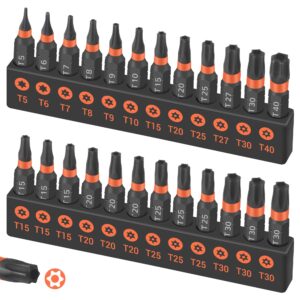 guradesign 24-piece torx bit set, t5 - t40 tamper resistant star bits set,security torx bit set, s2 steel