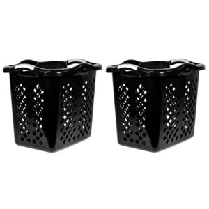 ylmza 2 pack best lamper laundry basket 2 bushel, black/silver