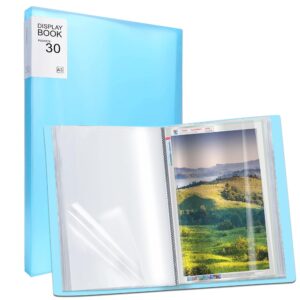 skryuie a3 diamond painting storage book - 60 diamond painting capacity, 30 pages protectors, 17.2x12.8 inches, portfolio folder for diamond painting presentation and organization - blue