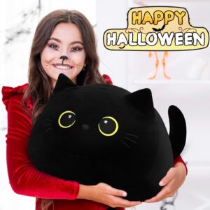 19'' Black Cat Plush- Giant Black Cat Stuffed Animal, Large Black Cat Plushie Kawaii Plushies with Star Eyes Cat Plush Pillow, Halloween Black Cat Decor Plush Toys Halloween Plush Gift for Kids