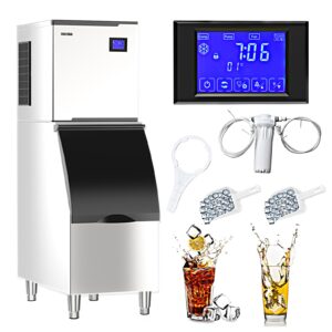 icemate commercial ice maker machine 400 lbs/24h commercial ice machine with storage 350 lbs ice maker commercial with drain pump,suitable for restaurants, bars, coffee shops, large families,etc