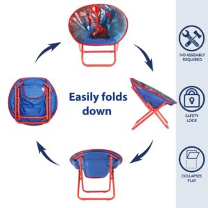 Idea Nuova Marvel Spiderman 19” Frame Folding Toddler Saucer™ Chair with Cushion, Ages 3+