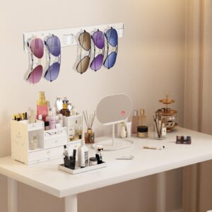 Meaocer Sunglasses Organizer 2 Pack, Wall Glasses Holder, Acrylic Sunglasses Display, Eyeglass Organizer for Multiple Glasses for Office & Home Decor, Unique Gifts for Husband, Women & Girls, Clear