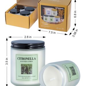 GITRANG 4 Pack Citronella Candle Set, 30 oz 200 Hour Home Aromatherapy Jar Candles, Long Lasting Aromatherapy Candles for Bedrooms Yoga Rooms Lounges Gardens Patios Balconies and Camping