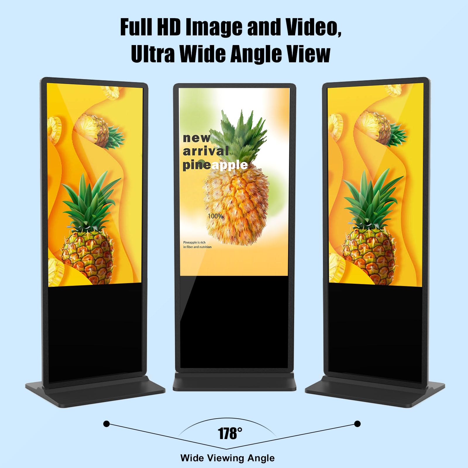 50 Inch Digital Signage Kiosk Non-touchscreen,1GB+8GB Android 10, Floor Standing Lcd Digital Signage, Commercial Interactive Advertising Display Screen, Digital Signage with Auto Media Player