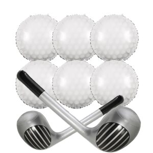 8 pcs golf balloons golf themed party decorations,2 pcs inflatable golf club 6 pcs 18'' huge golf ball balloons,party accessory,foil mylar golf ball balloons for birthday sports graduation party