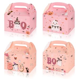 konsait halloween boo boxes, 12 pack kraft paper halloween boo treat boxes bulk, pink halloween cookie boxes, halloween boo birthday goody boxes