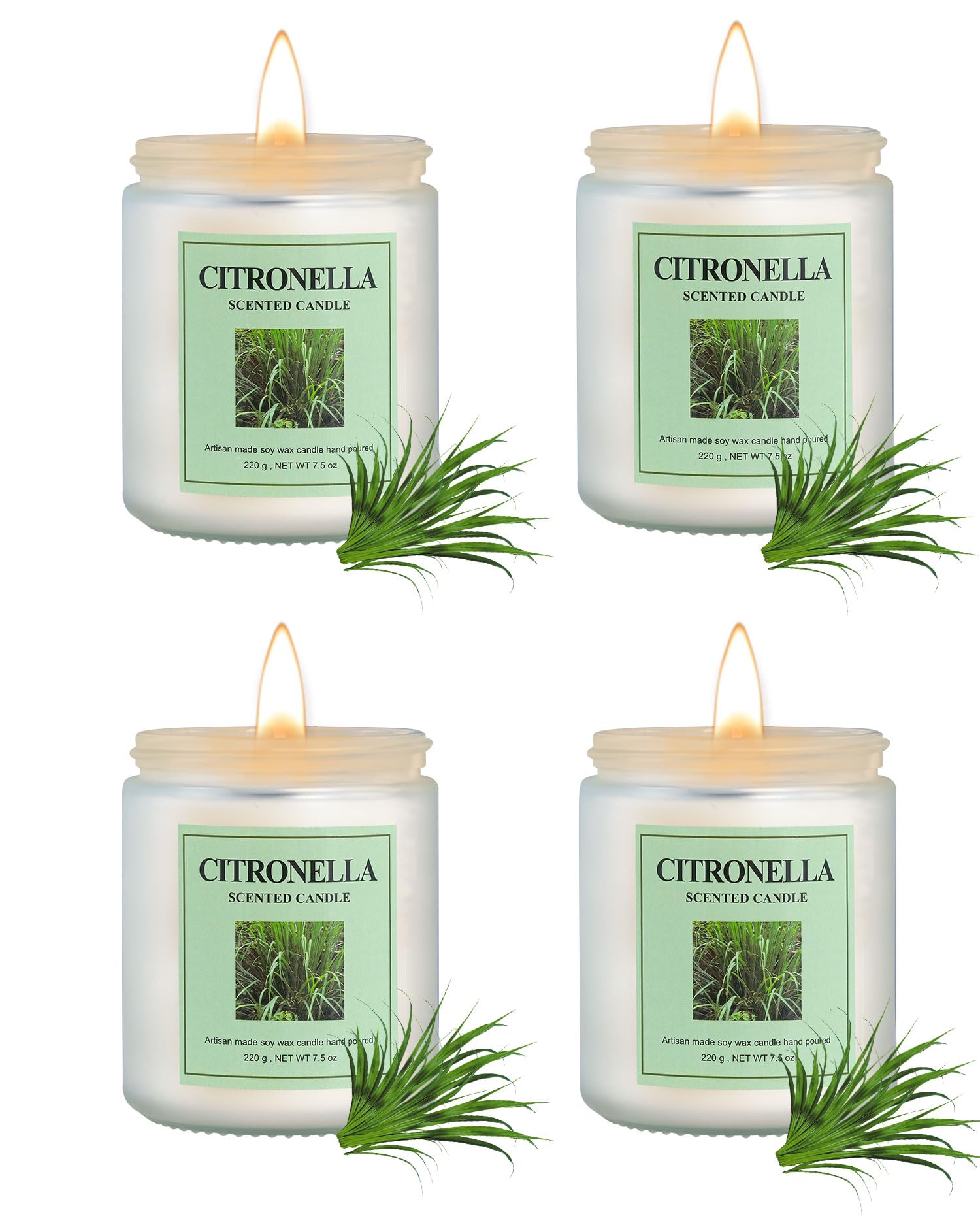 GITRANG 4 Pack Citronella Candle Set, 30 oz 200 Hour Home Aromatherapy Jar Candles, Long Lasting Aromatherapy Candles for Bedrooms Yoga Rooms Lounges Gardens Patios Balconies and Camping