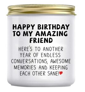 potentia birthday gift for women happy birthday candle birthday gift ideas for her and him best friend female girl coworker bestie men bff gift 9oz lavender scented candle with gift ready premium box