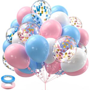 60pcs white pink and blue balloons,gender reveal balloon pink and blue balloon arch kit,suitable for boy or girl gender reveal party birthday baby bridal shower party decorations