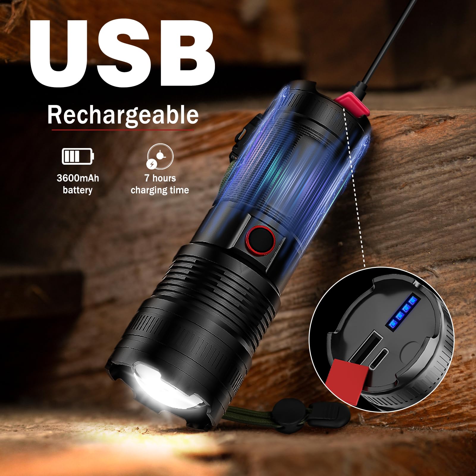 Civikyle Flashlights High Lumens Rechargeable Zoomable 20W 1300LM LED Handheld Flashlight for Camping Essentials Gear Home Emergencies