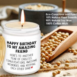 POTENTIA Birthday Gift for Women Happy Birthday Candle Birthday Gift Ideas for Her and Him Best Friend Female Girl Coworker Bestie Men BFF Gift 9Oz Lavender Scented Candle with Gift Ready Premium Box