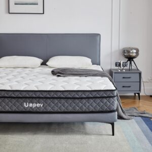 uapev queen mattress,12inch thickness mattress in a box,memory foam hybrid mattress,with individual pocket spring for motion isolation & silent sleep,pressure relief,plush texture.