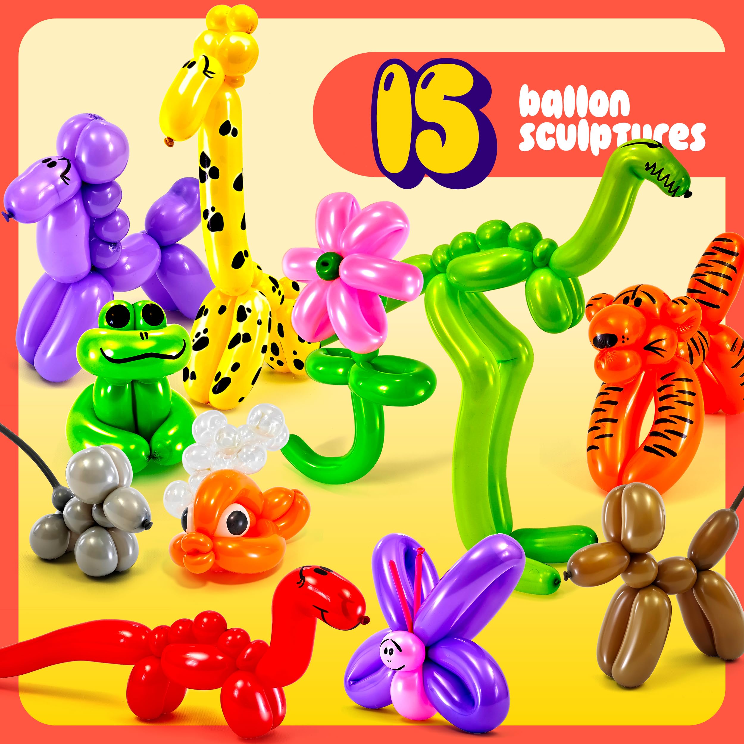 Balloon Animal Twisting Kit With Pump for Kids - Boy & Girl Birthday Gifts for Girls and Boys - Arts and Crafts for Kids Ages 8-12 - 6 7 8 9 10 11 12 Year Old Girl Birthday Gift - Animal Balloons