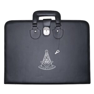 uk empire group masonic apron and chain collar case leather past master (embroidered) mm, provincial size – freemason carrying bags (silver emblem)