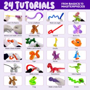 Balloon Animal Twisting Kit With Pump for Kids - Boy & Girl Birthday Gifts for Girls and Boys - Arts and Crafts for Kids Ages 8-12 - 6 7 8 9 10 11 12 Year Old Girl Birthday Gift - Animal Balloons