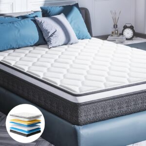 skyday queen mattress, 10 inch cooling queen size mattresses in a box, gel memory foam hybrid mattress for motion isolation, pressure relief,medium firm, breathable, certipur-us, 80"x 60"x10"