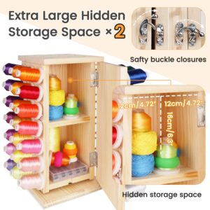 New brothread 93 Spools (DIY) 360° Fully Rotating Wooden Thread Rack/Thread Holder Organizer with Inner Storage Compartments for Sewing, Quilting, Embroidery, Hair-braiding and Jewelry