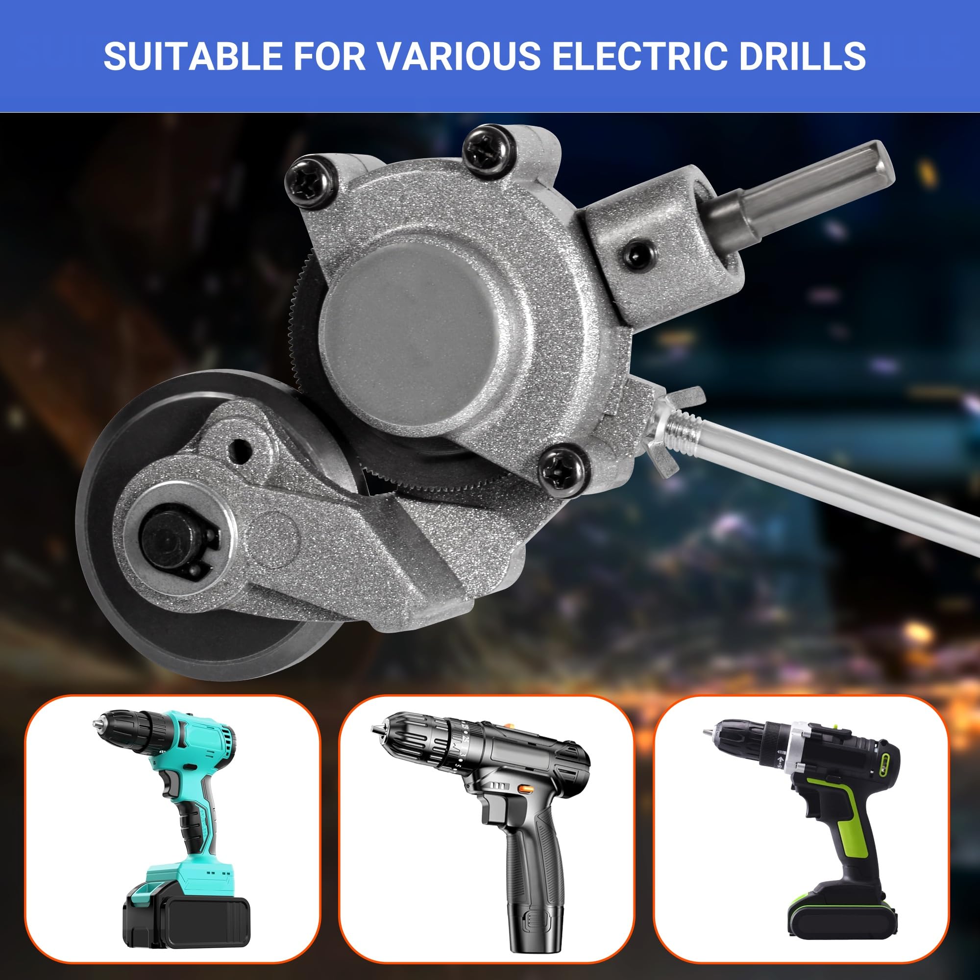 Tyimble Upgraded Sheet Metal Shear for Efficient 20-30 GA Flat Metal Cutting – Multi-Functional Electric Drill Attachment, Durable Design for DIY Projects & Professional Use.