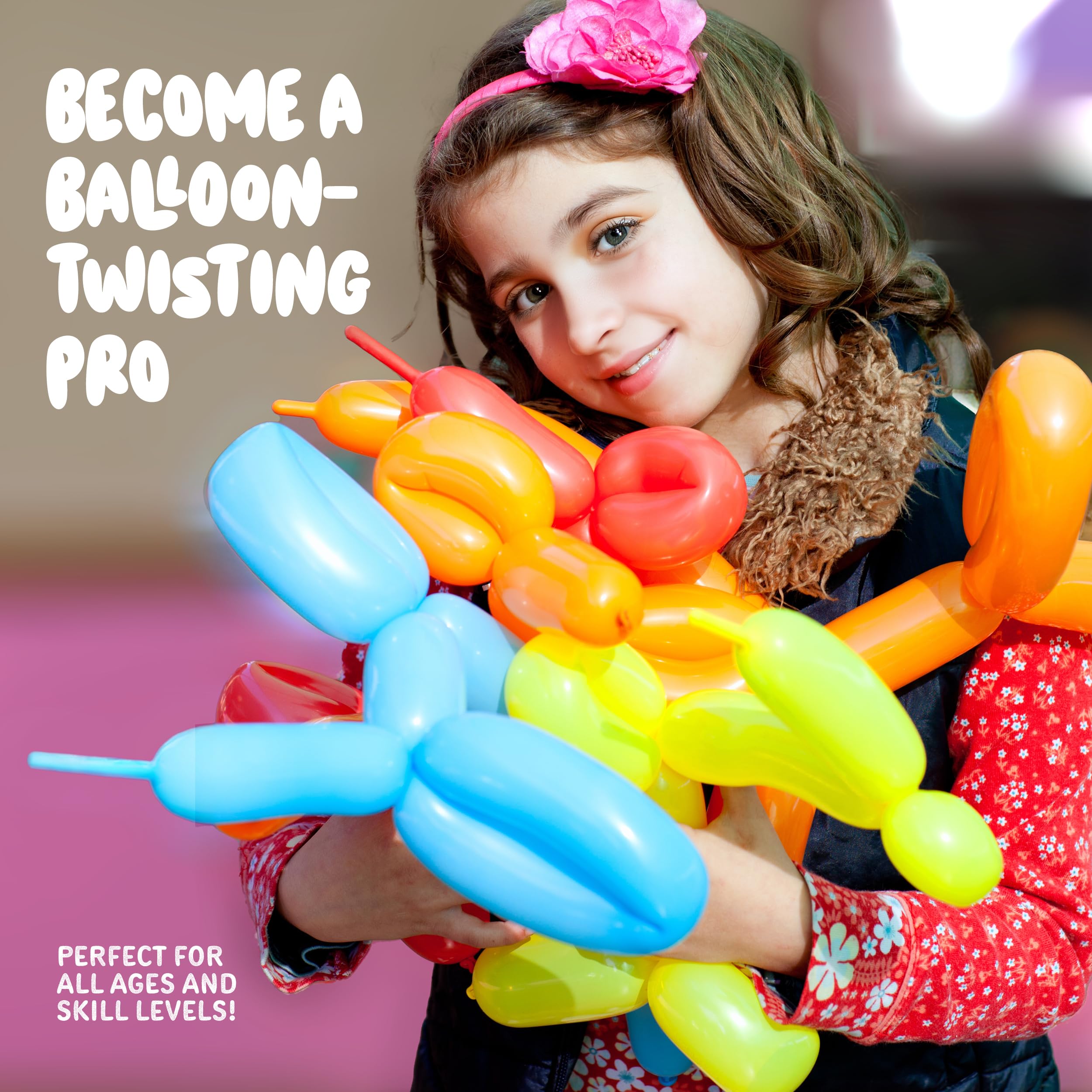 Balloon Animal Twisting Kit With Pump for Kids - Boy & Girl Birthday Gifts for Girls and Boys - Arts and Crafts for Kids Ages 8-12 - 6 7 8 9 10 11 12 Year Old Girl Birthday Gift - Animal Balloons