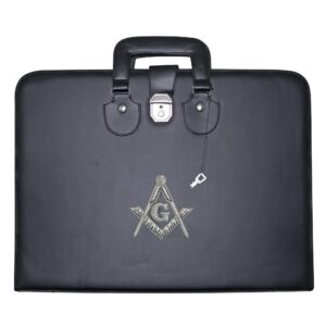 masonic master mason apron and collar case leather – hand embroidered, mm provincial size | freemason carrying bags