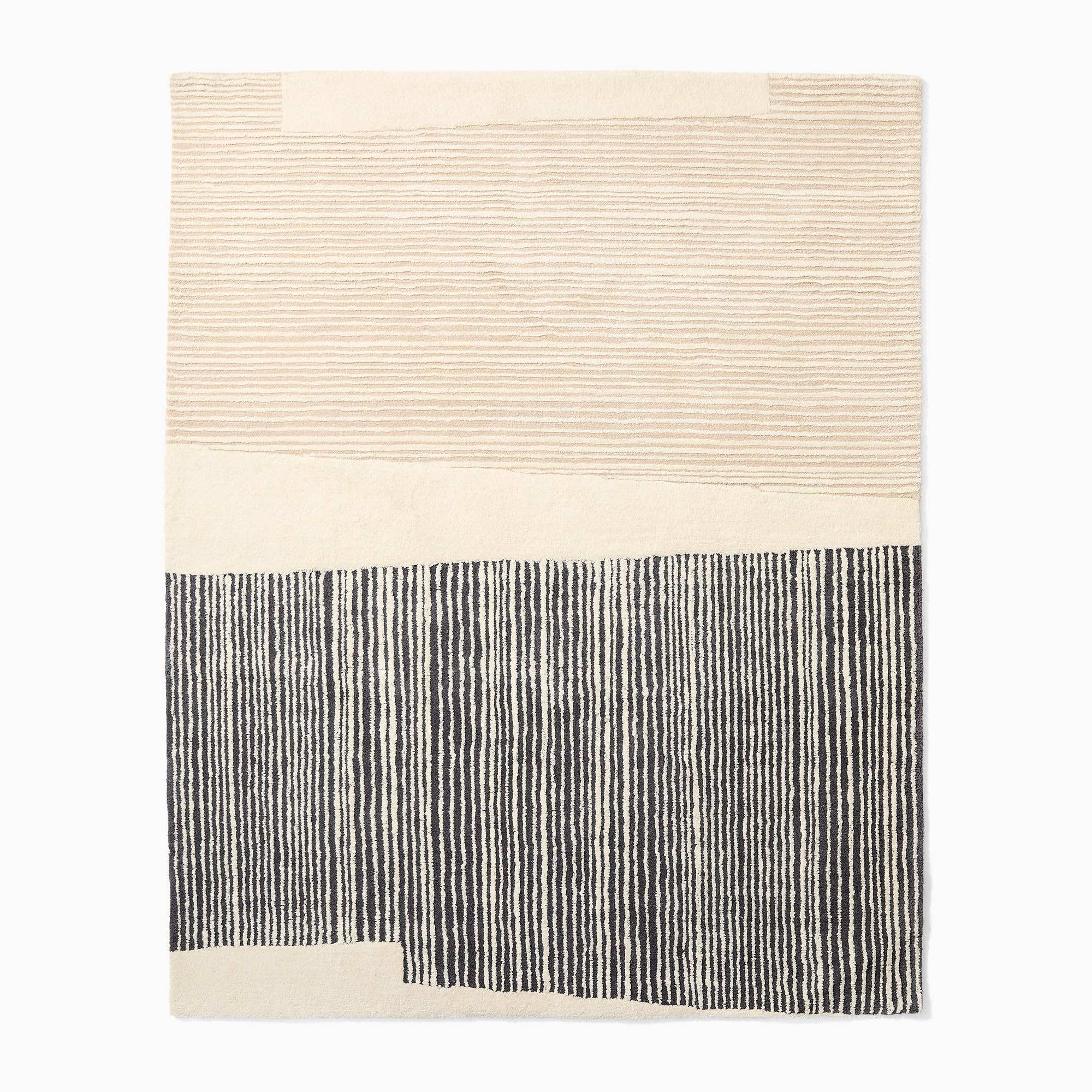 Anthrofy Modern Stripes Area Rug – 5’ x 8' – Handmade Wool Area Rugs –Ivory – Rugs for Living Room, Bedroom – Anti-Skid – Carpets with Non-Slip Natural Backing with 100% Cotton