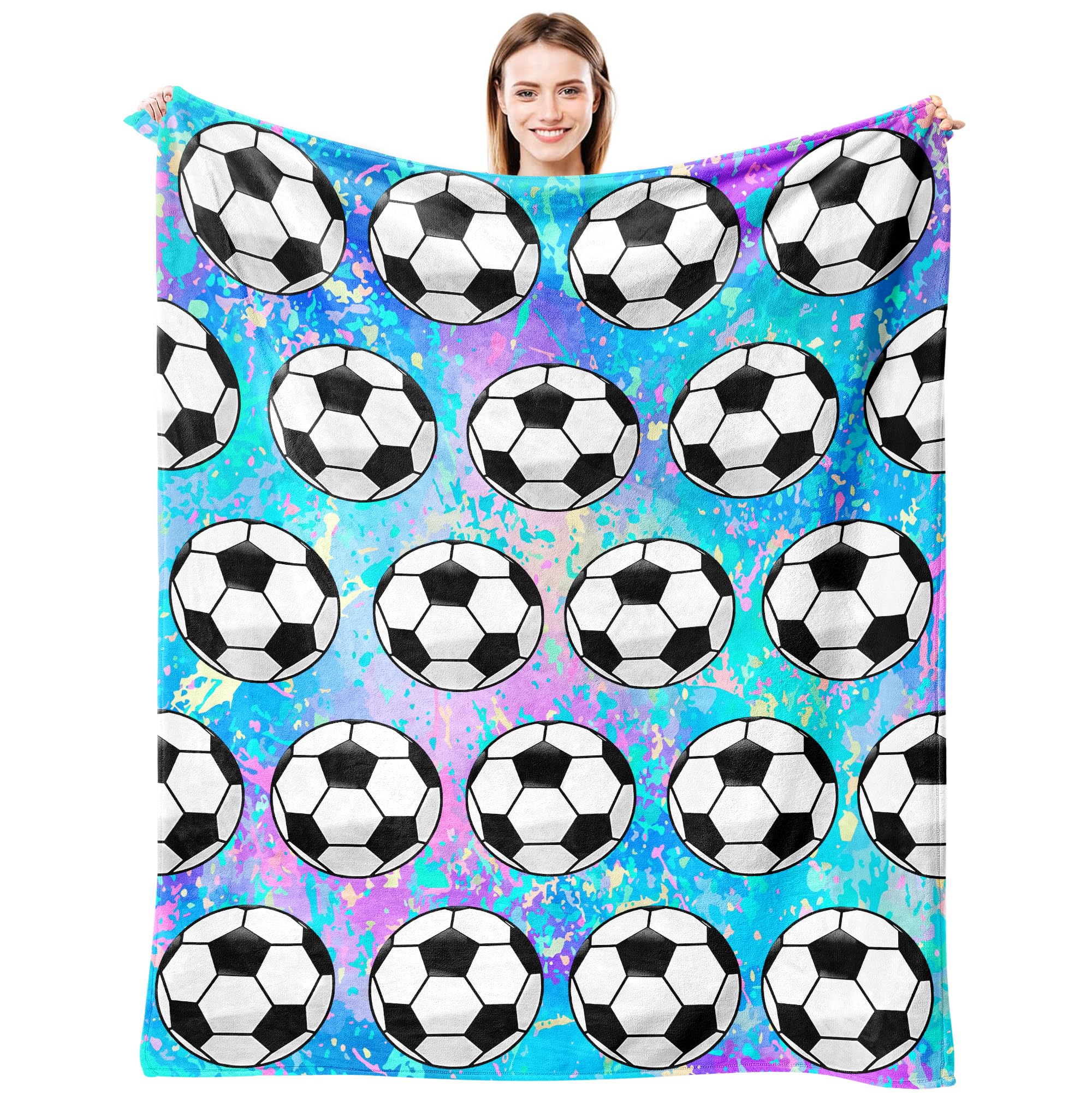 Soccer Blanket Gifts for Girls Ultra Soft Flannel Merch Soccer Throw Blanket for Soccer Lovers Players Team Soccer Gifts Stuff 50"x40"