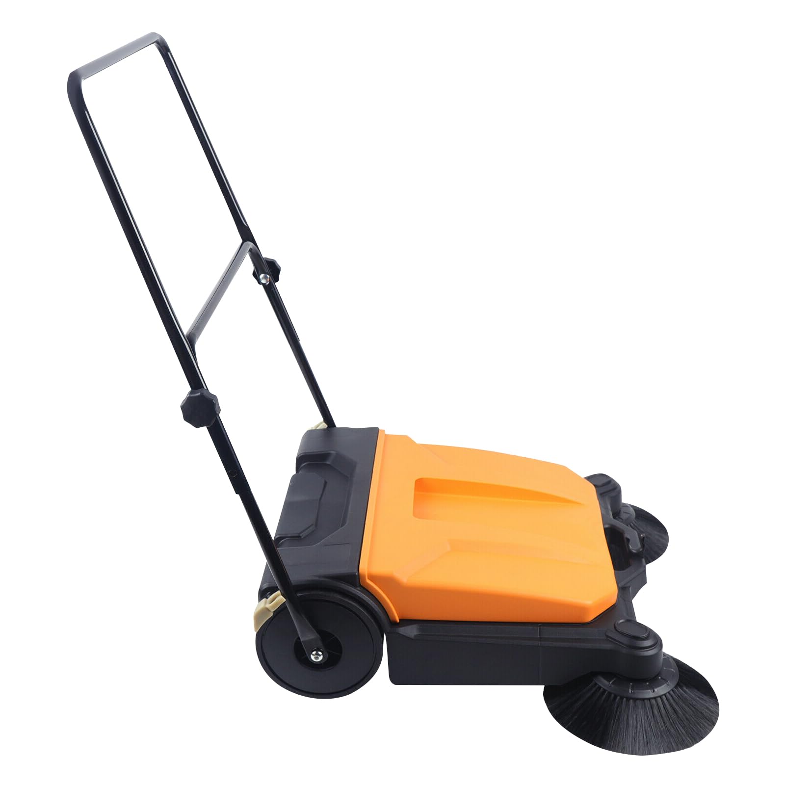 Walk-Behind Hand Push Floor Sweeper, 26.77 * 27.17 * 36.61in Sweeping Width Floor Sweeper Manual Manual, Hand-Push Sweeping Sweeper, Angle & Height Adjustable Folding Handle for Walkway, Yard, Garage