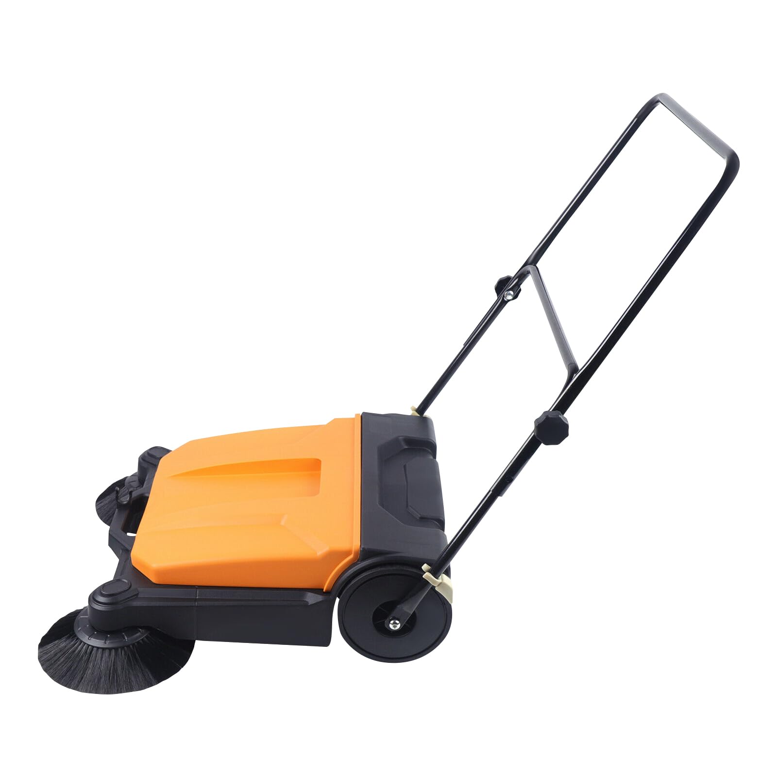 Walk-Behind Hand Push Floor Sweeper, 26.77 * 27.17 * 36.61in Sweeping Width Floor Sweeper Manual Manual, Hand-Push Sweeping Sweeper, Angle & Height Adjustable Folding Handle for Walkway, Yard, Garage