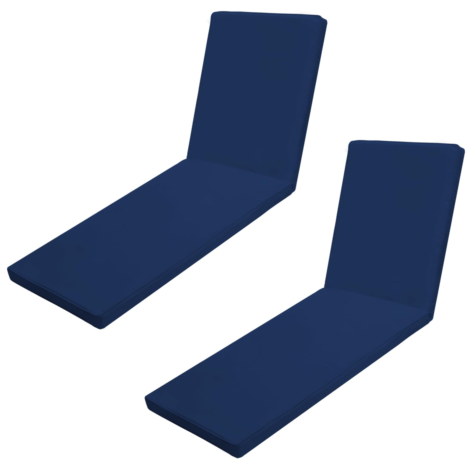 Iheqard Outdoor Chaise Lounge Cushions for Patio, 71"x22"x3" Lounge Chair Cushions Set of 2, Waterproof Replacement Seat Cushions for Outdoor Furniture (Blue, 2 Pcs)