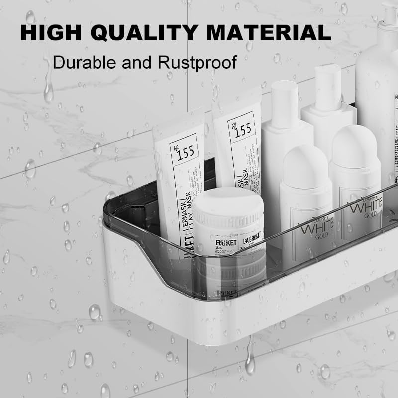 Aukomer Shower Caddy Bathroom Shower Shelves 2 Pcs Adhesive Shower Organizer, No Drilling Dual-Layer Bathroom Wall Organizer, Upgraded Kitchen Storage Rustproof Storage Rack for Bathroom