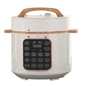 generic the pioneer 2 woman 6 qt pressure cooker,linen speckle,wood grain, blinking display, touch control