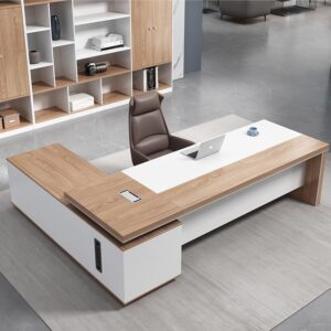 litfad l-shaped office computer desk with secure drawer, cpu cabinet and cord management modern wood executive desk writing desk boss table office furniture, without chairs, 71" l x 63" w x 30" h