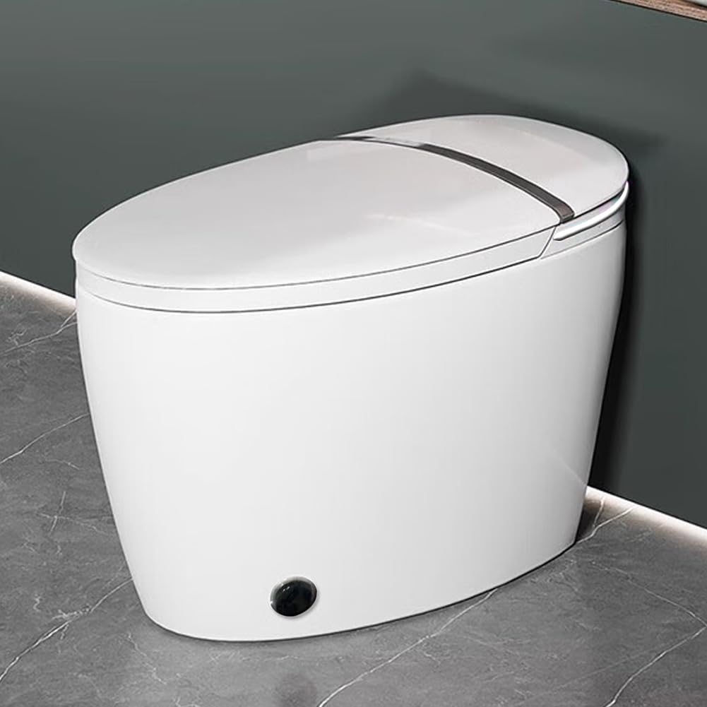 Modern Smart Toilet with Auto Flush, Foot Kick Flush, Blackout Flush, One Piece Toilet Tankless with Heated Seat, IPX4 Waterproof, LED Nightlight and Soft Close (1)