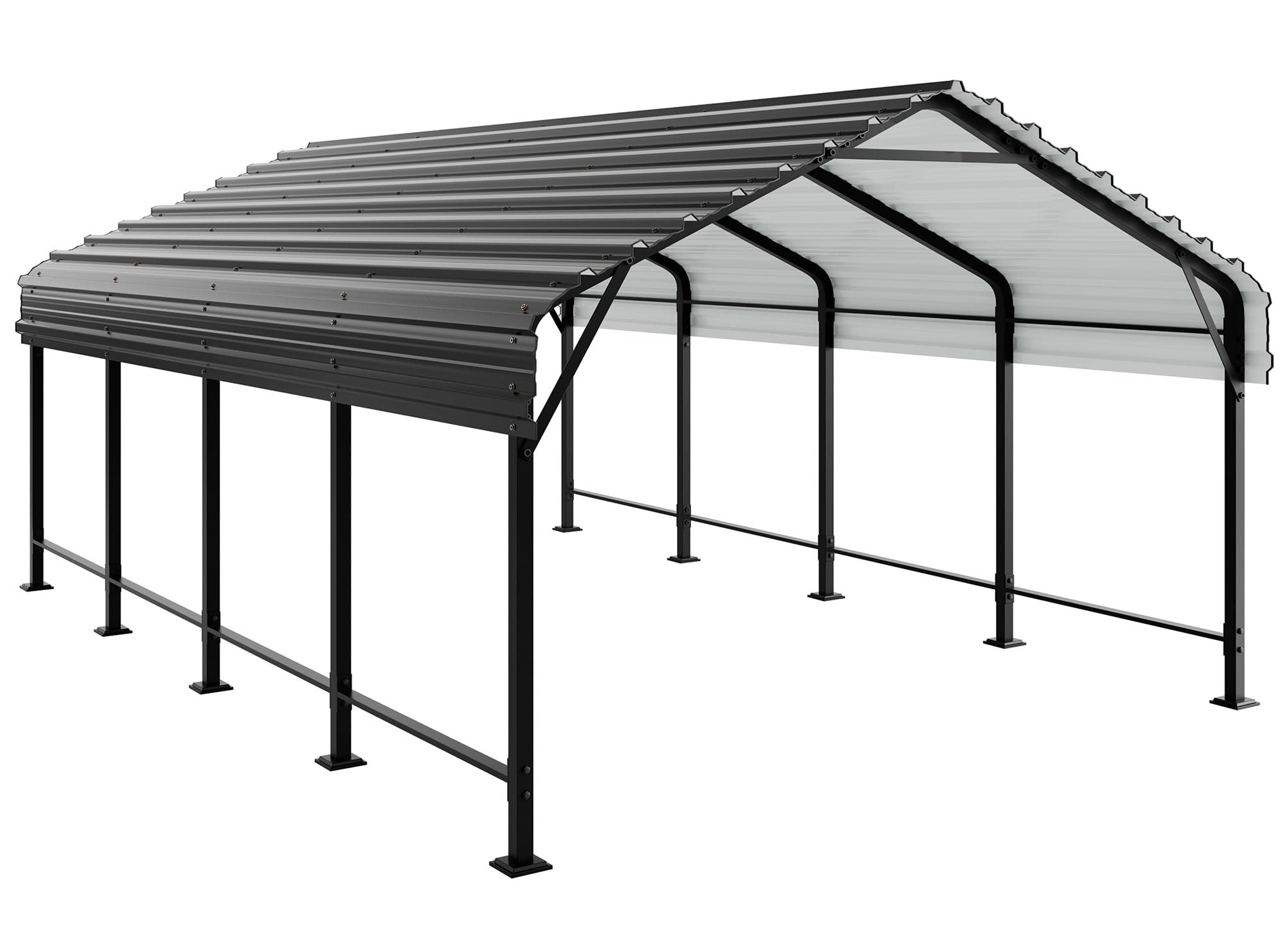 JAMFLY Carport 12X20 FT Heavy Duty Carport Car Canopy with Galvanized Steel Roof, Metal Carport with Enhanced Base, Upgraded Extra Large Garage for Cars, Tractors, Trucks, Boats