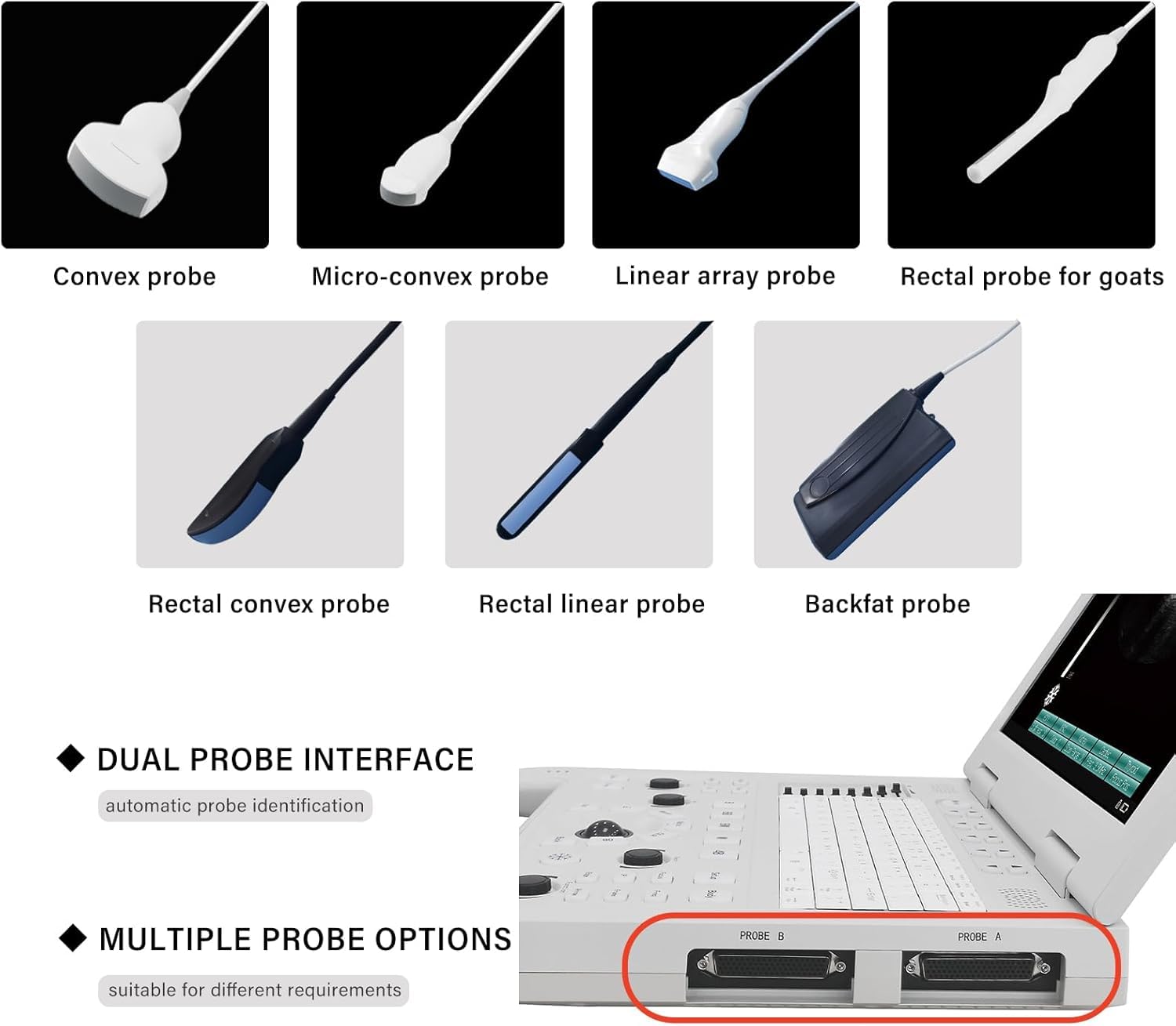 JZRYL Portable Vet/Veterinary B-Ultrasound Scanner with 3.5Mhz Convex Probe for Horse,Goat,Cow,Sheep and Pig use (3.5 MHz Convex Probe)