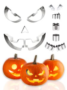 jvaenousn halloween pumpkin carving kit 12 pcs pumpkin carving tools easy professional pumpkin carving cookie cutters stencils for family adults