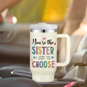 Rimasol Sister Tumbler Sister Gifts for Women You Are The Sister I Got to Choose 40oz Tumbler with Handle Christmas Birthday Gift for Soul Sister Friendship Gifts for Woman Sisters Gifts from Sister