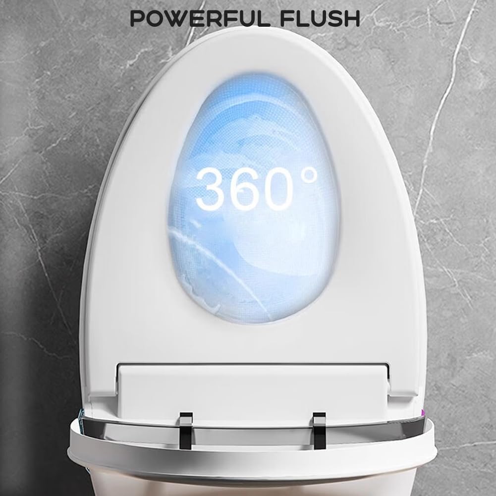 Modern Smart Toilet with Auto Flush, Foot Kick Flush, Blackout Flush, One Piece Toilet Tankless with Heated Seat, IPX4 Waterproof, LED Nightlight and Soft Close (1)