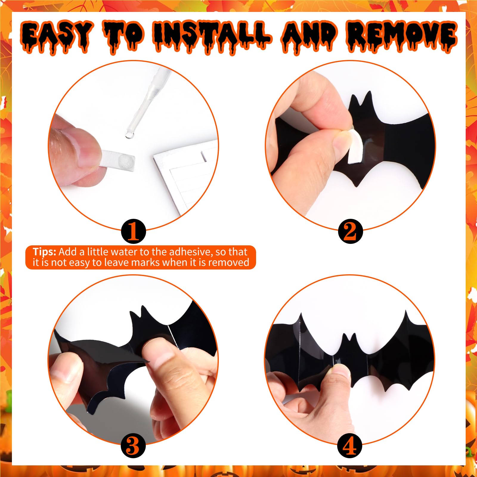 150 Pcs Bat Halloween Decorations: Magicsky 3D PVC Stickers Bat Wall Decor, DIY Black Window Party Home Room Décor Supplies, 140 Bats and 10 Spiders with Foam Tape