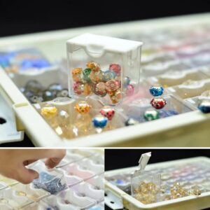 1 Set Bead Storage Solutions Includes 50 Clear Removable Bead Storage Containers with Snap Shut Lid, Plastic Bead Organizer Box for Nail Art Rhinestone Jewelry, Bead Storage