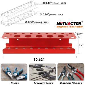 MUTUACTOR Magnetic Screwdriver Rack,1PCS Heavy Duty Magnetic Mount Red Screwdriver Organizer,Magnetic Tool Holder Durable Storage Holder for Multiple Screwdriver Plier Shear Tool Chest Cart Workbench